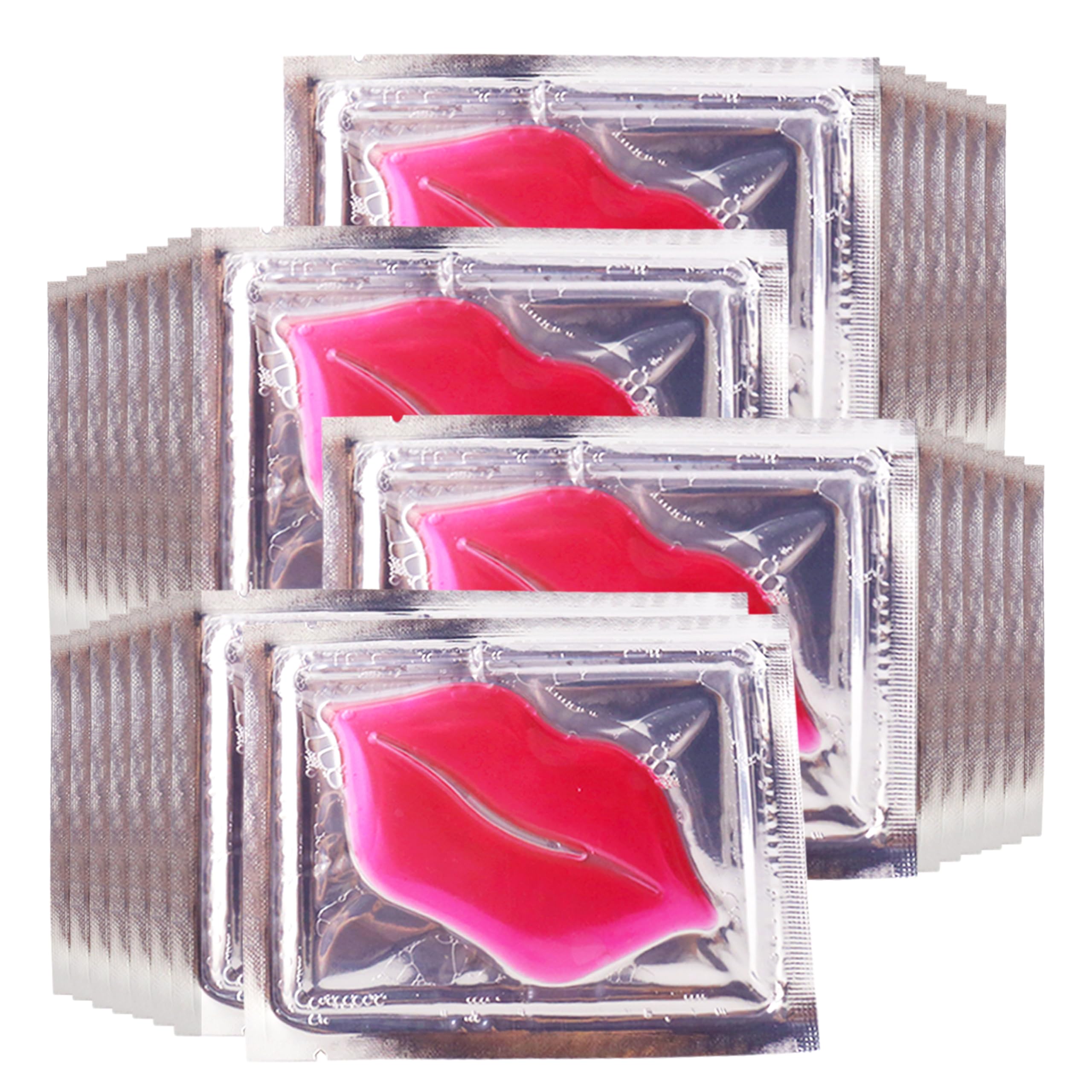 Jakuva 30PCS Moisturizing Collagen Lip Mask, Lip Sleeping Mask Lip Balm Bulk Lip Masks for Dry Lips,Remove Chapped Skin & Anti-Aging, Hydrating Plumping Your Lip,Pink