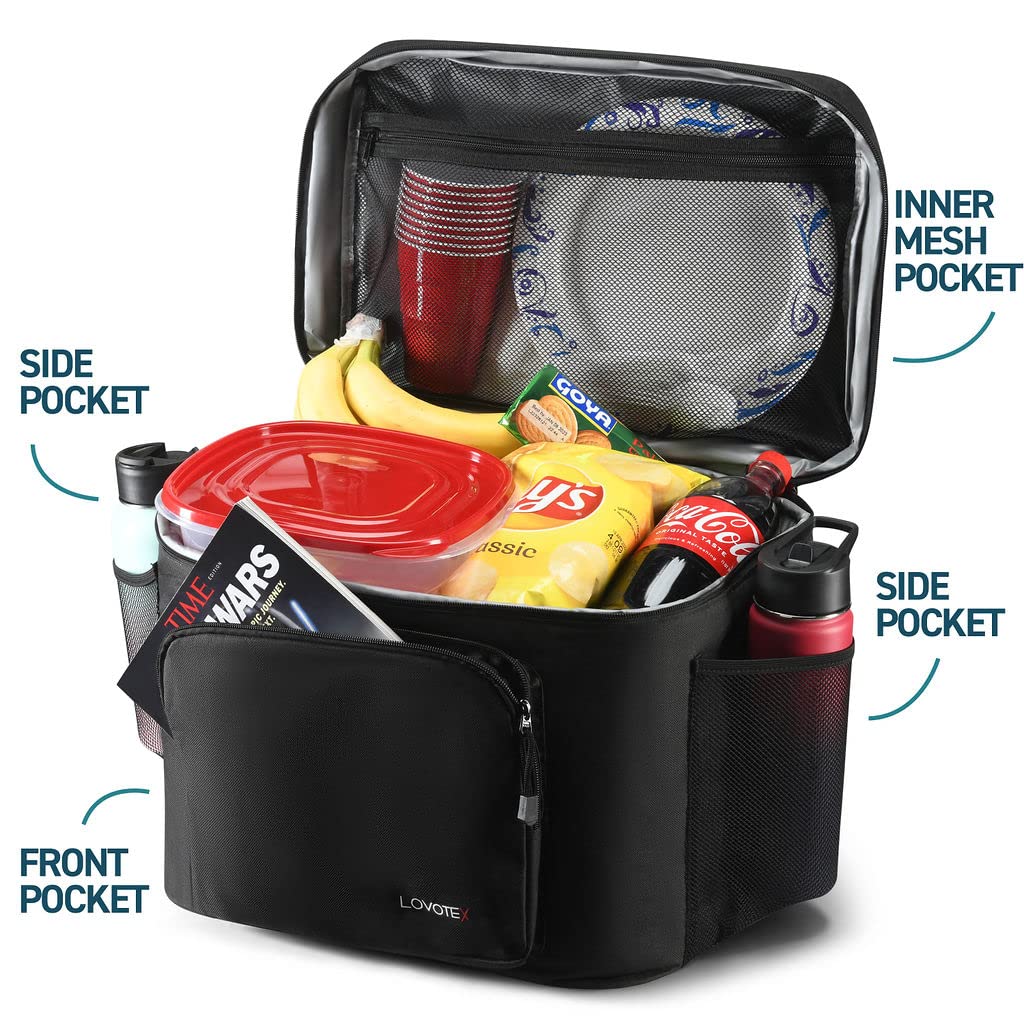 3X Large Insulated Lunch Bag, Insulated Lunch Box For Men Lunchbox with 2 Reusable Cooler Ice Packs, Lunch Cooler Lunch Bag for Men Fits 12 Cans