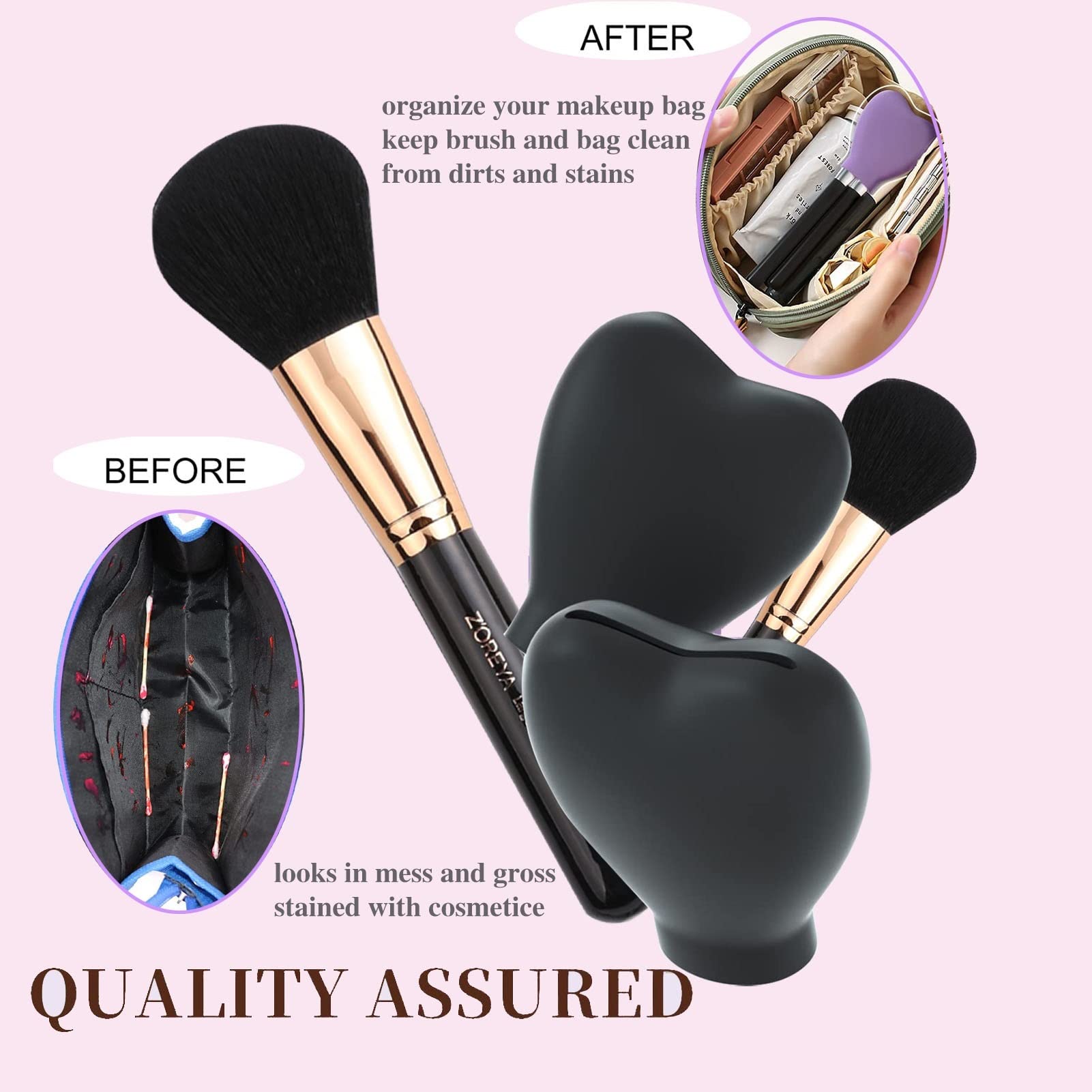 3-Pack Makeup Brush Cover Reusable Dust Protector Makeup Organizer For Foundation Brush Travel Makeup Brush Cover (Purple) (Color : Black)