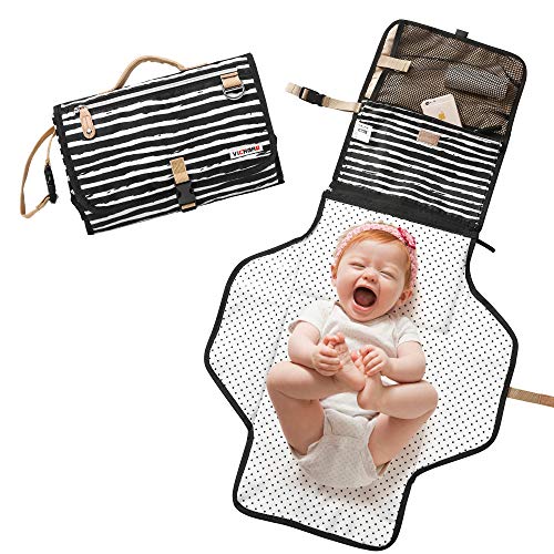 Waterproof Baby Diaper Changing Pat, Extra Large 97cmx54cm (38"x24" inch)Portable Nappy Changing Pat with Storage Pockets, Foldable Cushioned Travel Change Pat for Infants Home Travel Outdoor