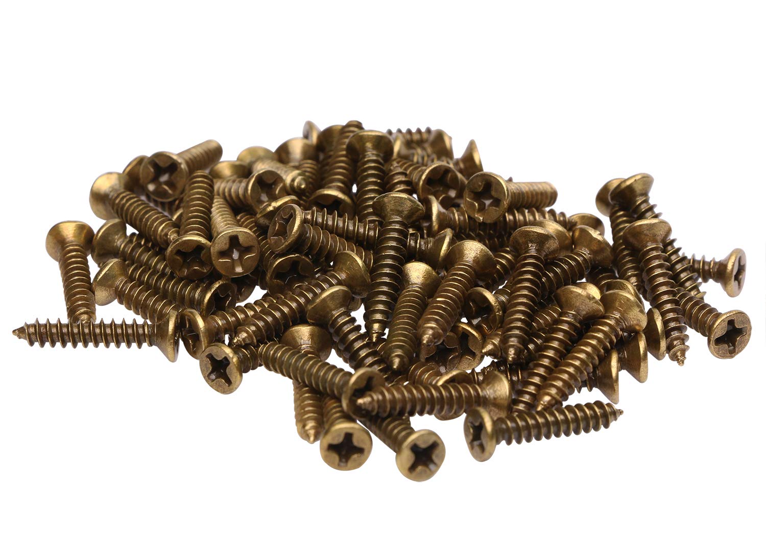 Mini Skater M3 ×16mm Bronze Cross Flat Head Tapping Wood Screws with Oxide and Wax Screws, 100PCS