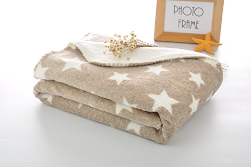 Baby Plush Blanket Security Blanket Double Layer Star Print Sherpa Coral Fleece 30x40 INCH (Camel)