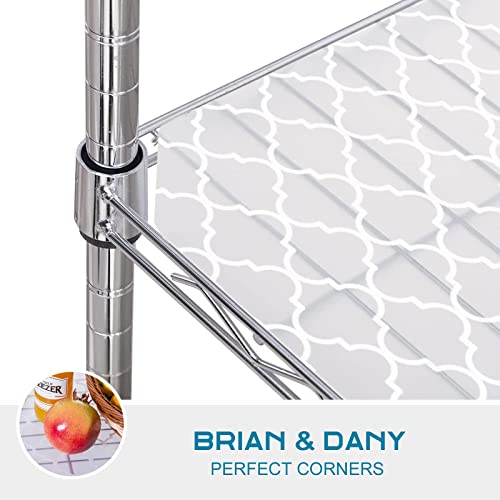 BRIAN & DANY Wire Shelf Liner 18" X 24", Heavy Duty Shelf Liners for Wire Shelving, Waterproof Protector Mats, Set of 5, Quatrefoil Grey
