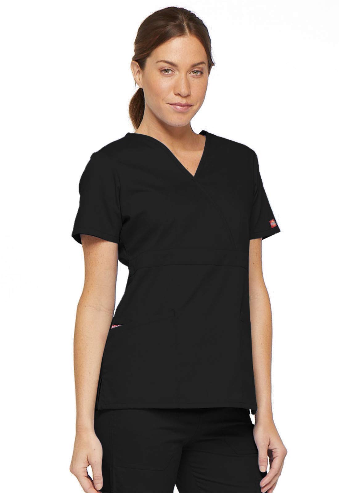 Dickies Women's EDS Signature Mock Wrap Top with Multiple Instrument Loop, Black, X-Large