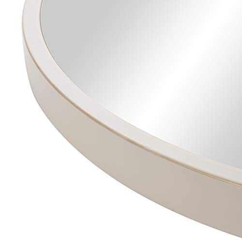 Patton Wall Decor 30" Distressed Cream and Gold Framed Round Wall Mirror, White