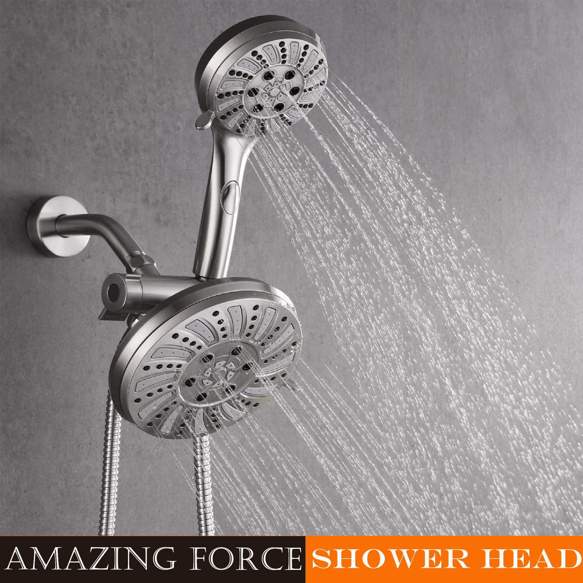 AMAZING FORCE Shower Head,6 Spray Mode Handheld High Pressure Showerhead,4.3 inch