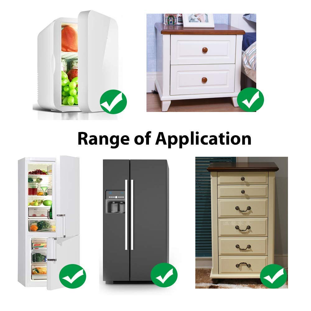 Refrigerator Lock,4 Pack Cabinet Locks Child Safety Latches with Strong Adhesives and Keys, Child Safety Strap Locks, Baby Locks for Cabinets, Drawers, Windows, Easy Install and Use(4 Pack (Black)