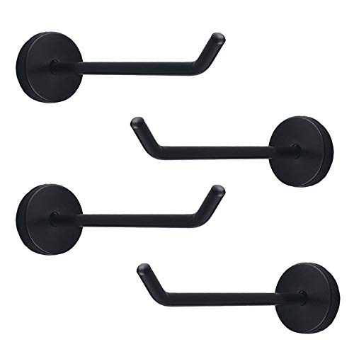 NELXULAS Classic Black Stainless Steel Heavy Duty Coat Hook, Durable Robe Hanger Wall Mount Hook, Perfect Touch Your Bathroom, Bedroom, Closets, Wardrobe, Kitchen (6", 4 PCS)