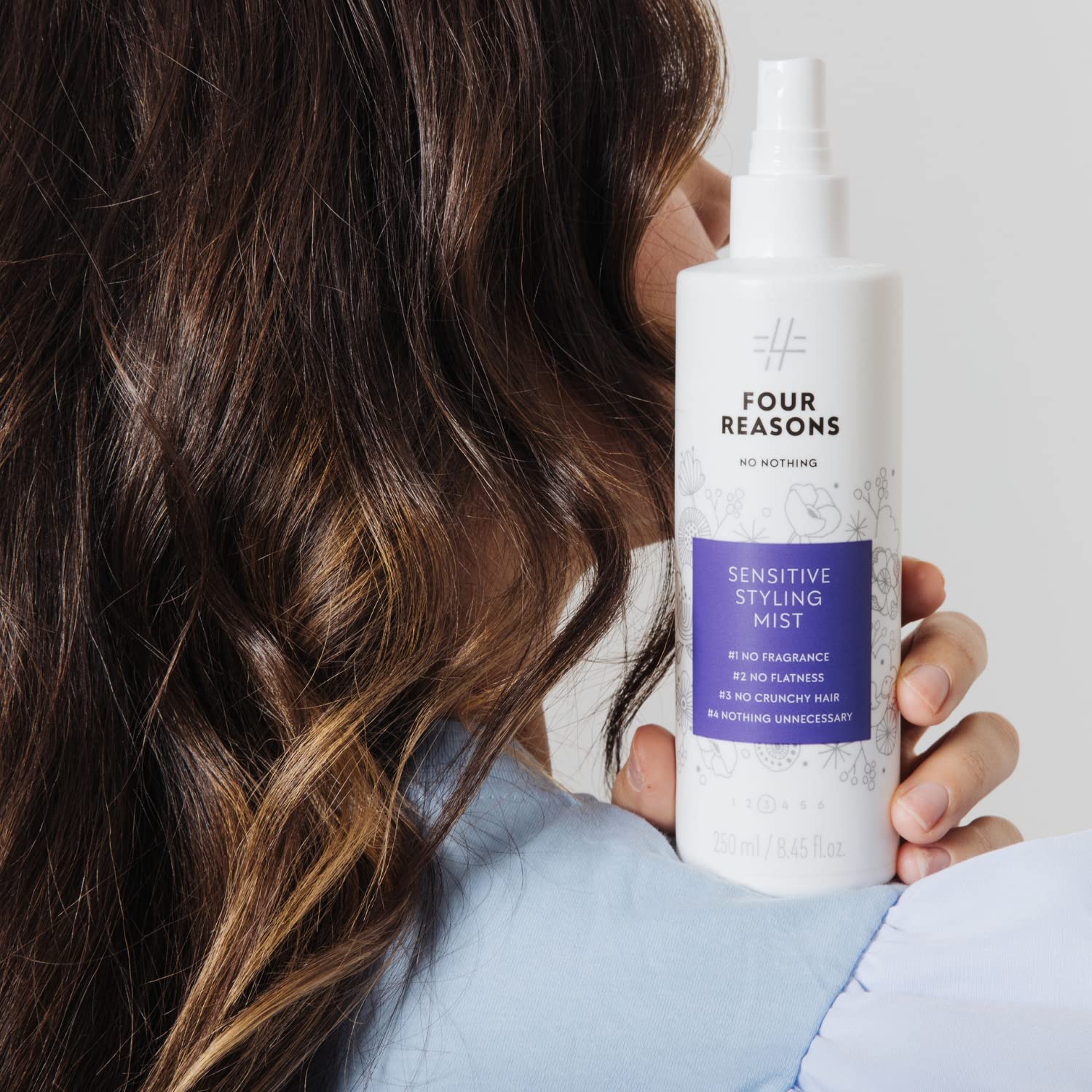 No nothing Very Sensitive Styling Mist - Fragrance Free Blow-Dry Styling Spray With Frizz Control, Non-Aerosol, Unscented, Anti-Humidity 100% Vegan - 8.5 fl oz