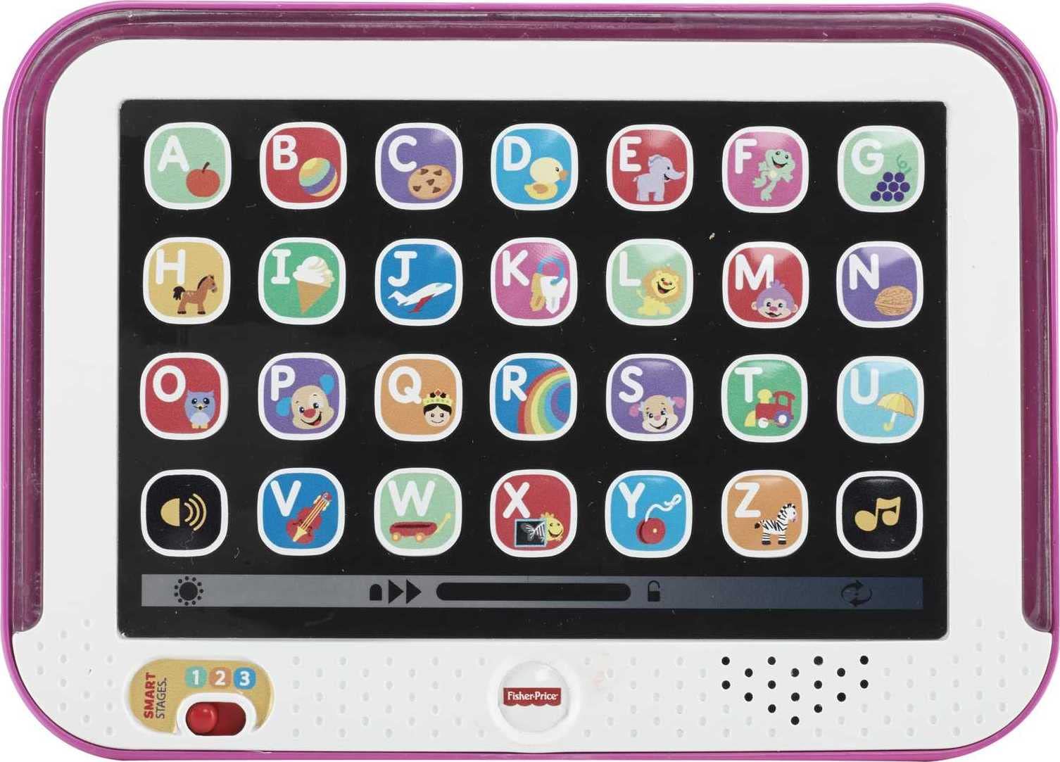 Fisher-Price Toddler Learning Toy Laugh & Learn Smart Stages Tablet with Lights & Music for Early Pretend Play, Pink, for Infants Ages 1+ Years