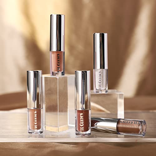 4Pcs Matte Liquid Eyeshadow + 1Pcs Sparkling Glitter Eyeshadow Set, Korean Makeup, Neutral Naked Nude Bling Eye Shadows,Quick Drying,Waterproof, Long Lasting,One Swipe Eye Make Up Kit for Natural Crystals Makeup