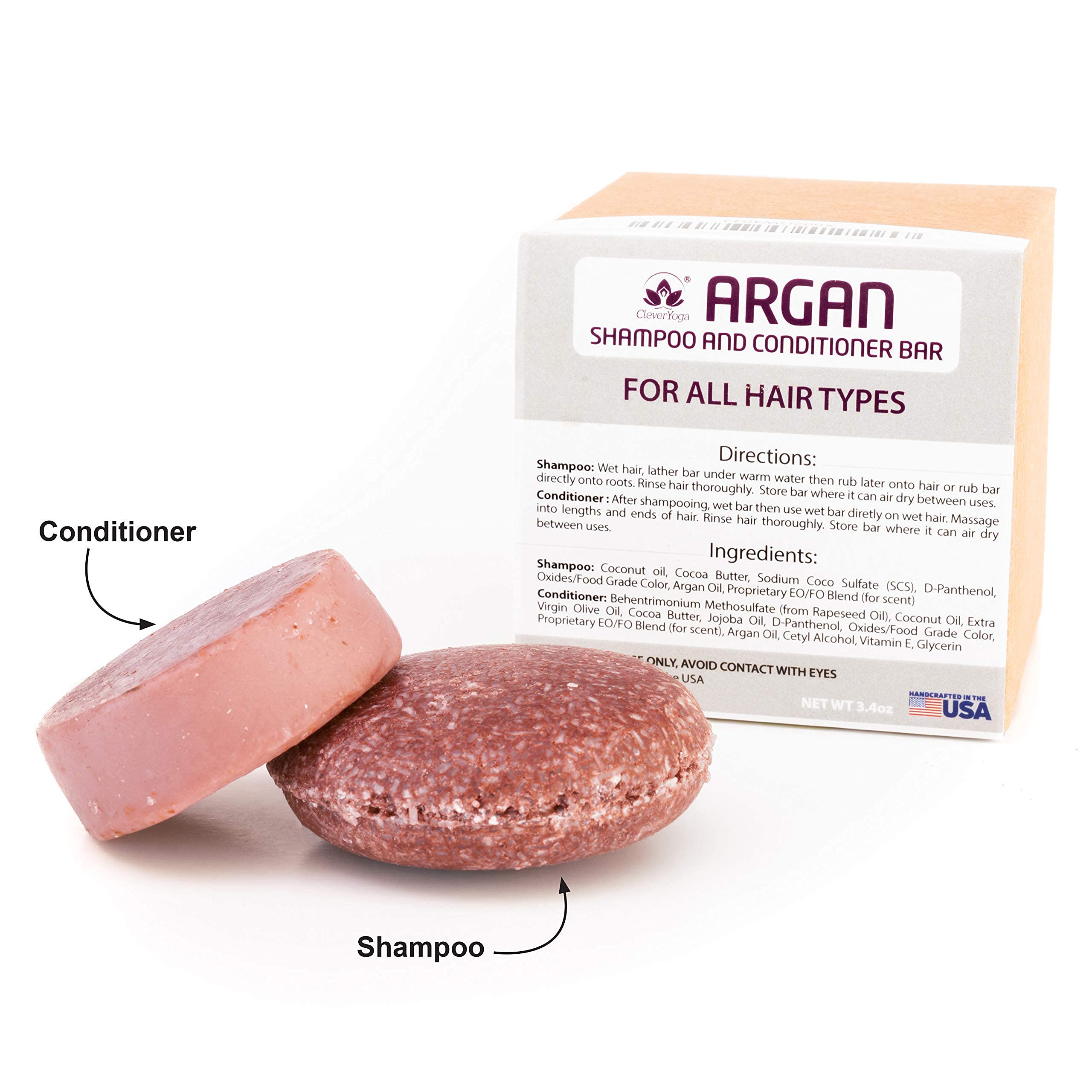 Shampoo and Conditioner Solid Bars 3 Combo Packs - Argan, Citrus and Fresh and Clean