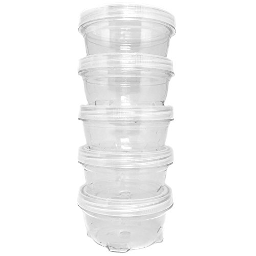 PAYLAK Storage Containers Clear Stackable Interlocking Detachable with Lid 5 for Beads Food Jewelry Coins Medicine Screws Nuts - 3 1/2" Round