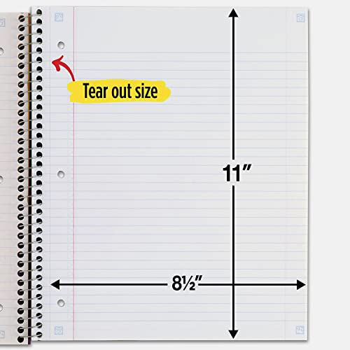 Five Star Spiral Notebooks + Study App, 3 Pack, 3 Subject, College Ruled Paper, 11" x 8-1/2", 150 Sheets, Green, Purple, Blue (38820)