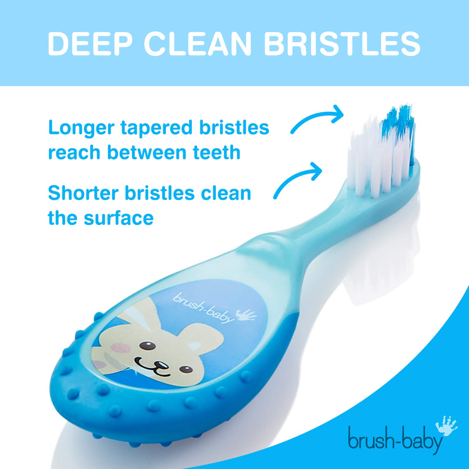 brush-baby Bobbie Flossbrush Starter Toothbrush for Ages 0-3 Years (Pink) (3-Pack)