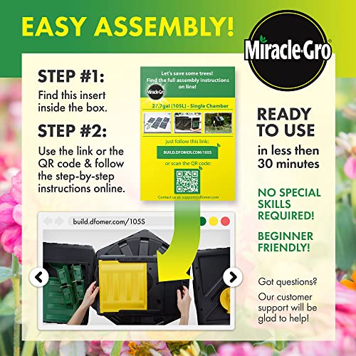 Miracle-Gro Small Composter - Compact Single Chamber Outdoor Garden Compost Bin Heavy Duty β UV Protected Turning Barrel Tumbling Composter (27.7 gallons)