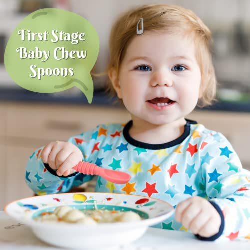 5 Pack Silicone Baby Spoons, First Stage Baby Spoons Self Feeding for Led Weaning, Food Grade Soft Silicone Toddler Utensils