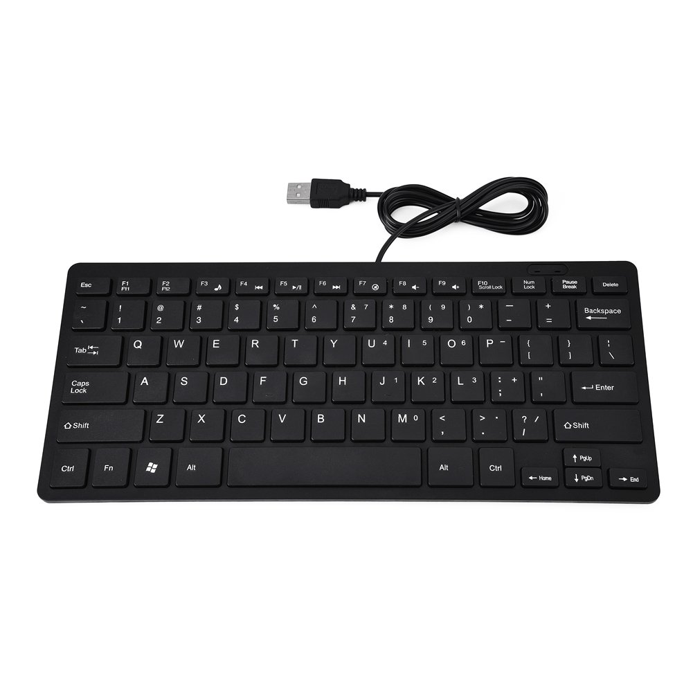 Wired Gaming Keyboard, Universal Mini USB Wired Silent Ultra-Thin 78 Keys Keyboard for Desktop Computer Laptop PC(Black)