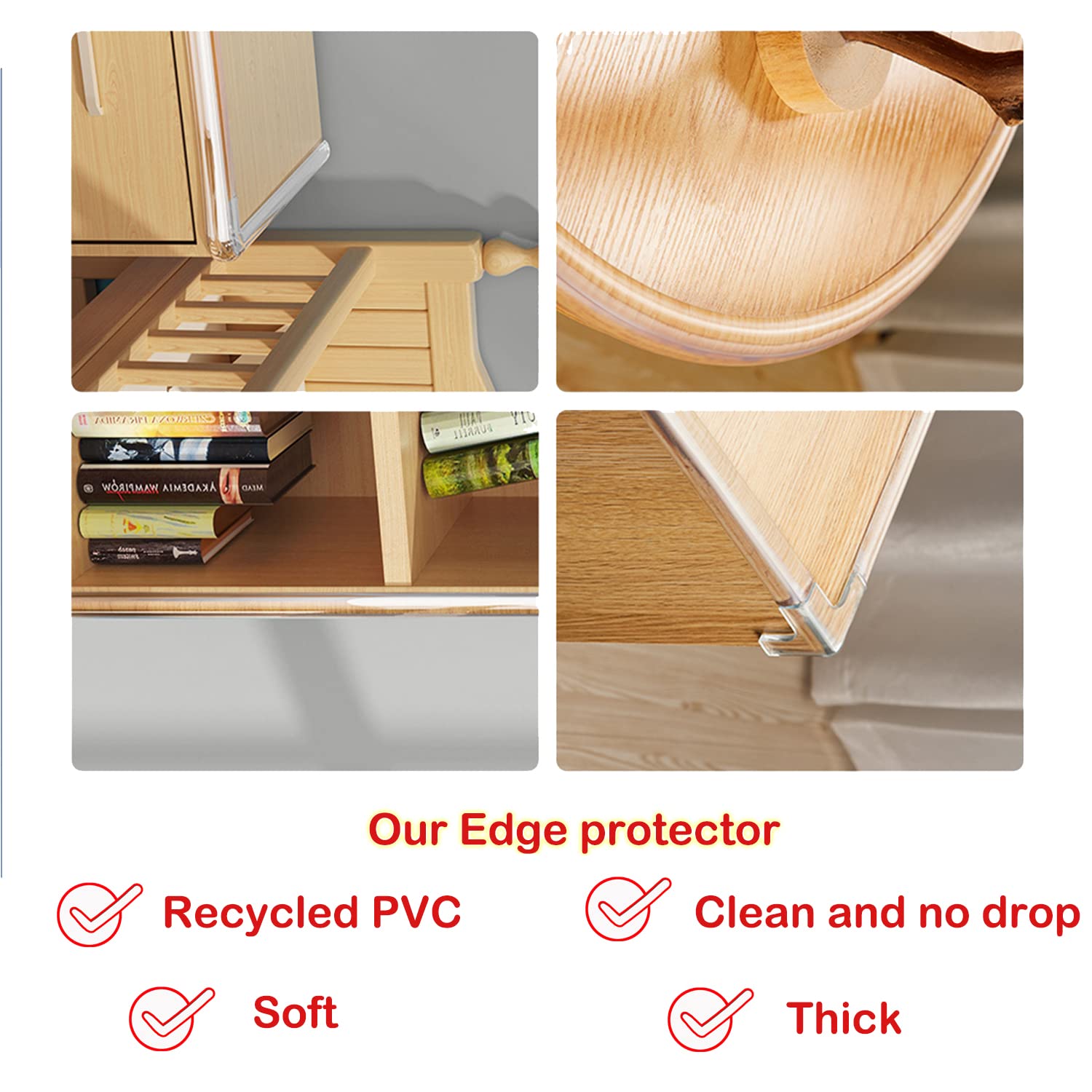 Baby proofing Edge Protector Strip,Clear Soft Silicone Corner Protectors with Upgraded Pre-Taped Strong Adhesive,6.6 FT Edge Guard for Furniture Against Sharp Corner for Cabinets,Tables,Drawers.