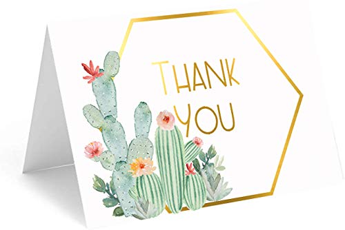 Red Door Inspirations Cactus Thank You Cards for Weddings, Baby Showers, or Any Occasion to express Thanks, 25 cards and envelopes