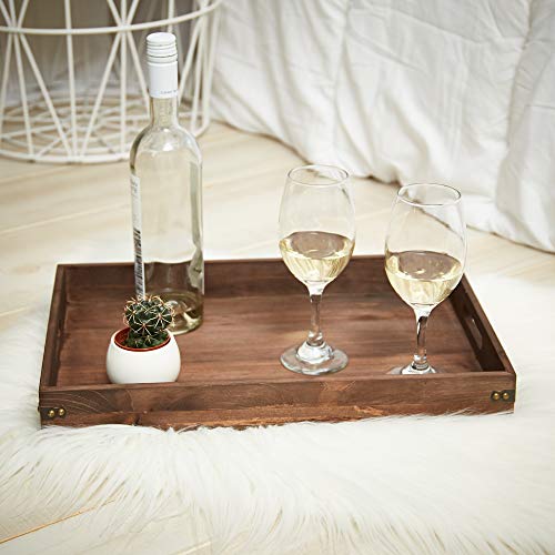 Ottoman Serving Trays for Coffee Table - Large Rustic Coffee Tray for Coffee Tables - Large Couch and Sofa Serving Tray for Food - Dimension (18.5 x 12 inches)