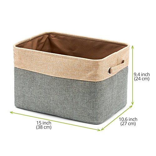 EZOWare 6pc Small Storage Bins Baskets + Set of 3 Large Canvas Fabric Tweed Storage Organizer Cube for Nursery Kids Toddlers Home and Office