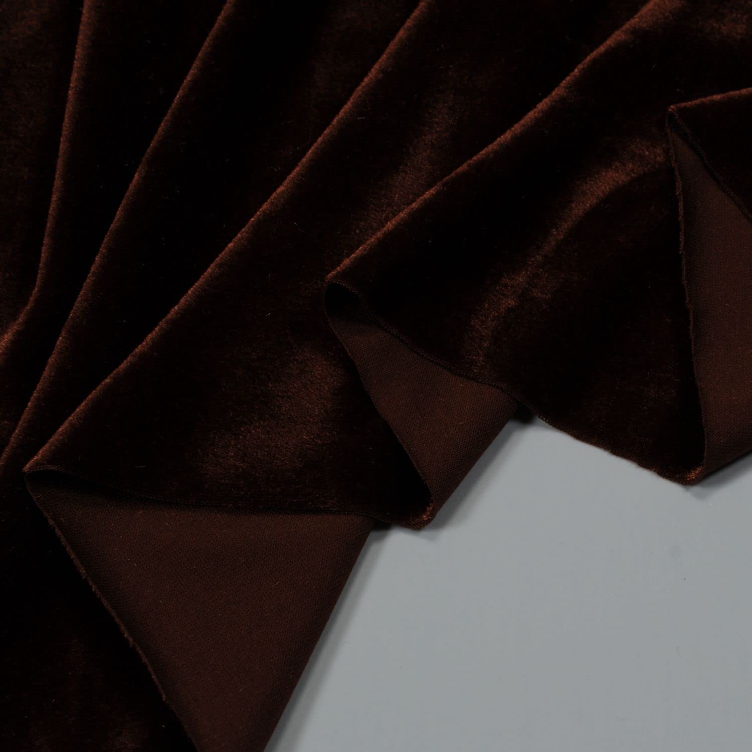 The Wide 60" Spandex Velvet Fabric with Soft Handfeel for Costume, Apparel, Craft and Sewing by Yard(Chocalate 1Yard)
