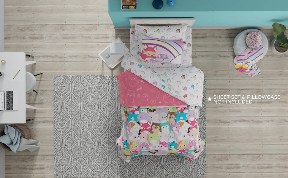 Franco Squishmallows Bedding Super Soft Microfiber Reversible Comforter, Twin, (Official Licensed Product)