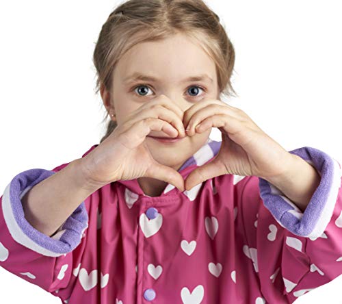 Hatley Girls' Little Color Changing Button-Up Printed Rain Jacket, Sweet Hearts, 6 Years