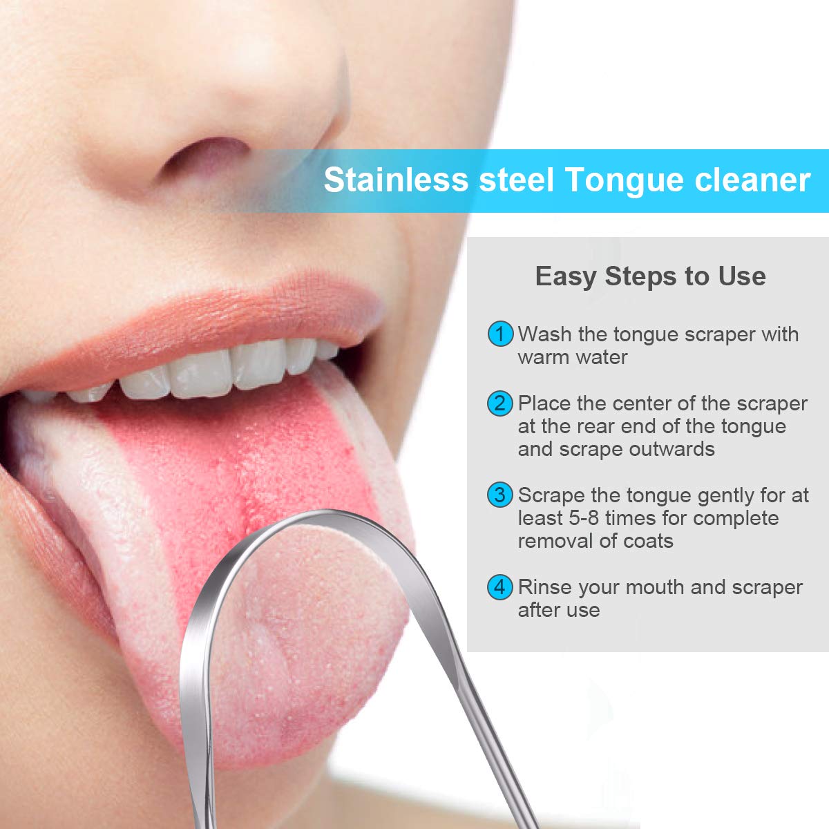 Tongue Scraper,Stocking Stuffers Tongue Cleaner For Adults,2pack Tounge Scraper Cleaner Stainless Steel Gifts For Men and Women With Case.