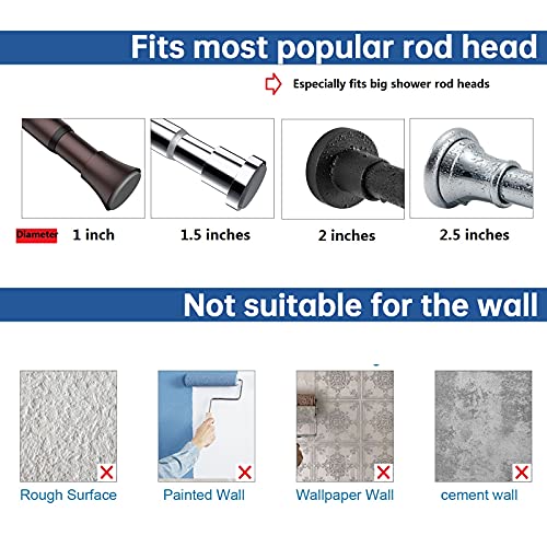 BRIOFOX Adhesive Shower Curtain Rod Holder | No Drilling | Invisible Wall Mount Holder | Transparent Rod Retainer, 2 Pack(Rod Not Included)