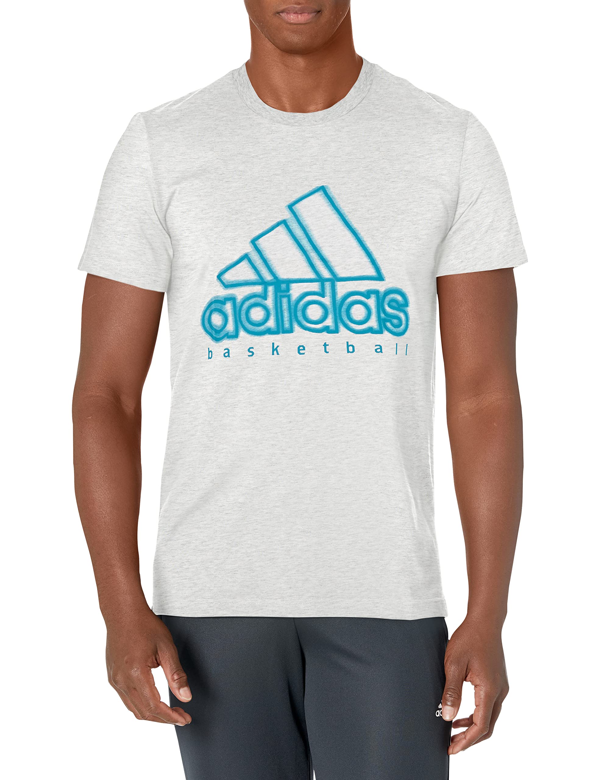 adidas Men's Wanted Basketball Logo Tee, Light Grey Heather, Large
