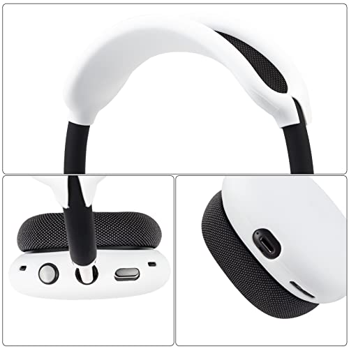 AIDERLOT Silicone Case Cover for AirPods Max,Anti-Scratch Ear Cups Cover and Headband Cover for AirPods Max,Airpods Max Headphone Silicone Ear Cups(White)