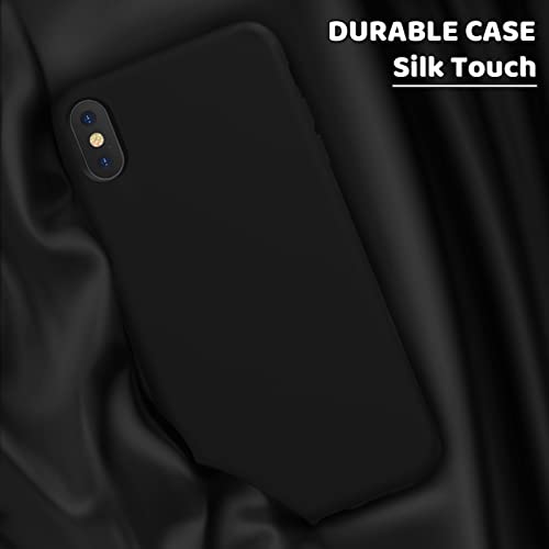 OuXul Case for iPhone X/iPhone Xs Case Liquid Silicone Gel Rubber Phone Case,iPhone X/iPhone Xs 5.8 Inch Full Body Slim Soft Microfiber Lining Protective Case(Black)