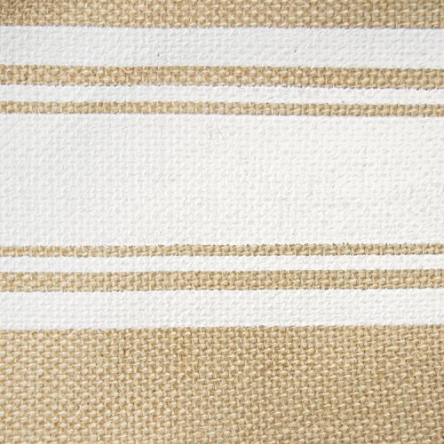 DII Burlap Collapsible Storage Bin with Cotton Handles, Medium Round, 15x12, White Border