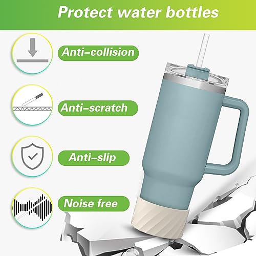 AIERSA 2Pcs Silicone Boot Sleeve for Stanley Quencher 40oz 30oz Tumbler with Handle,for IceFlow 20oz 30oz,Protective Water Bottle Bottom Bumper Cover for Stanley Cup Accessories, Cream