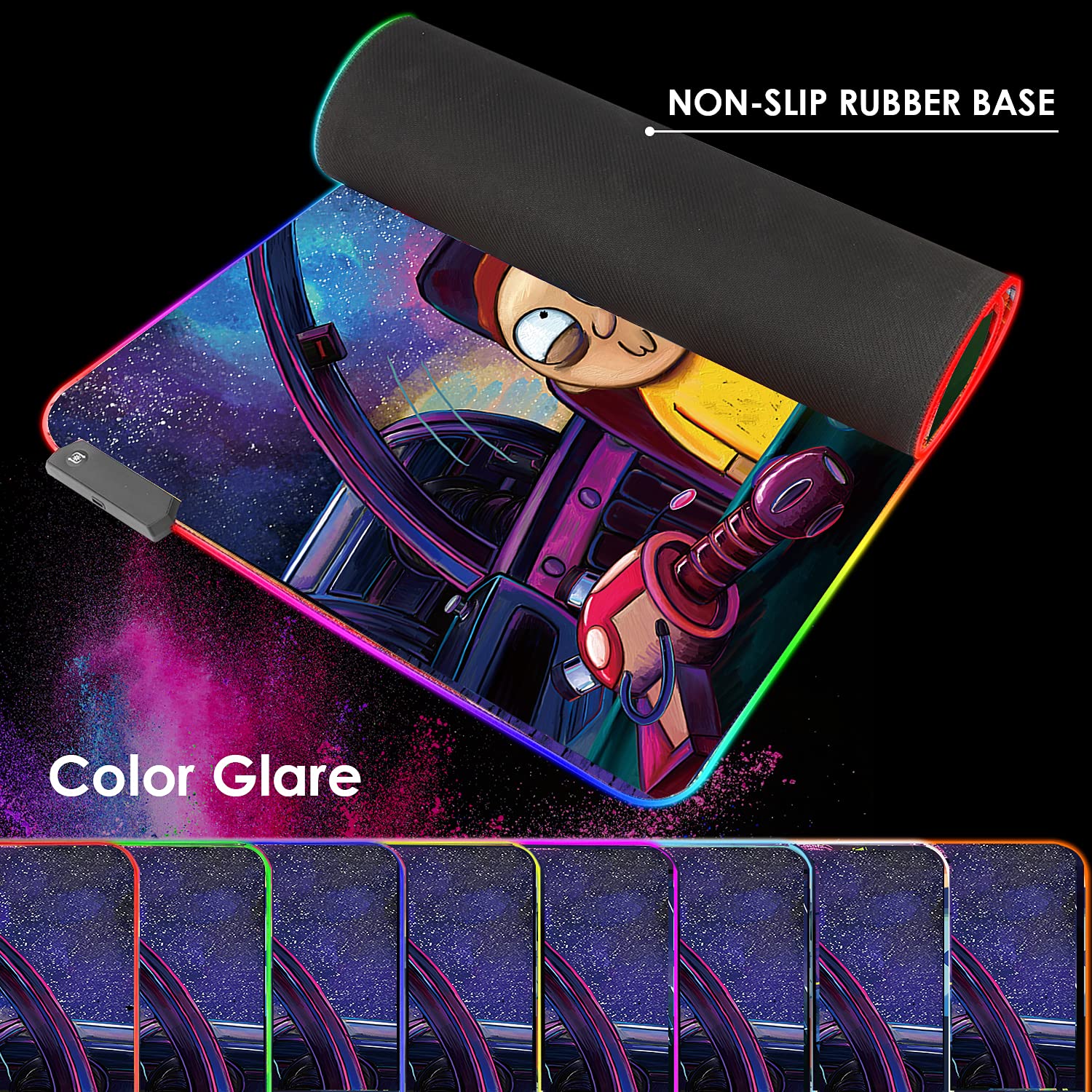 Bimormat RGB Mouse Pad LED Light Gaming Mouse Pad with Rubber Base Colorful Computer Carpet Desk Mat for PC Laptop (35.4 * 15.7 inch) (90x40rgfeidie)