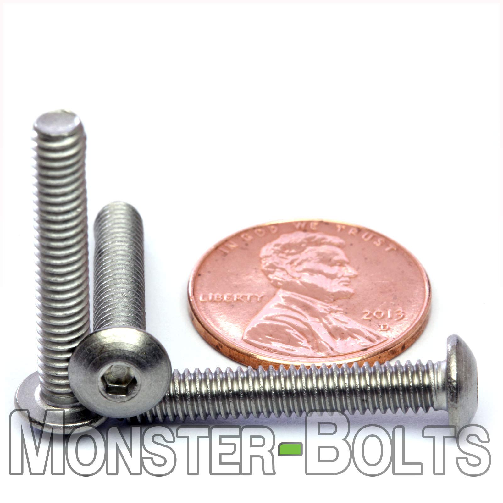 MonsterBolts - #8-32 x 1" Button Head Socket Cap Screws, ASME B18.3, Stainless Steel, 10 Pack