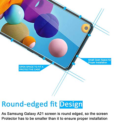 NEW'C [3 Pack] Designed for Samsung Galaxy A21 Screen Protector Tempered Glass, Case Friendly Ultra Resistant