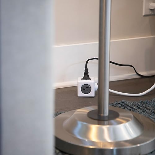 Allocacoc, PowerCube |Extended|, 5 outlets, 5 feet cable, Mounting dock, Surge Protection, Childproof Sockets, ETL Certified (Red)