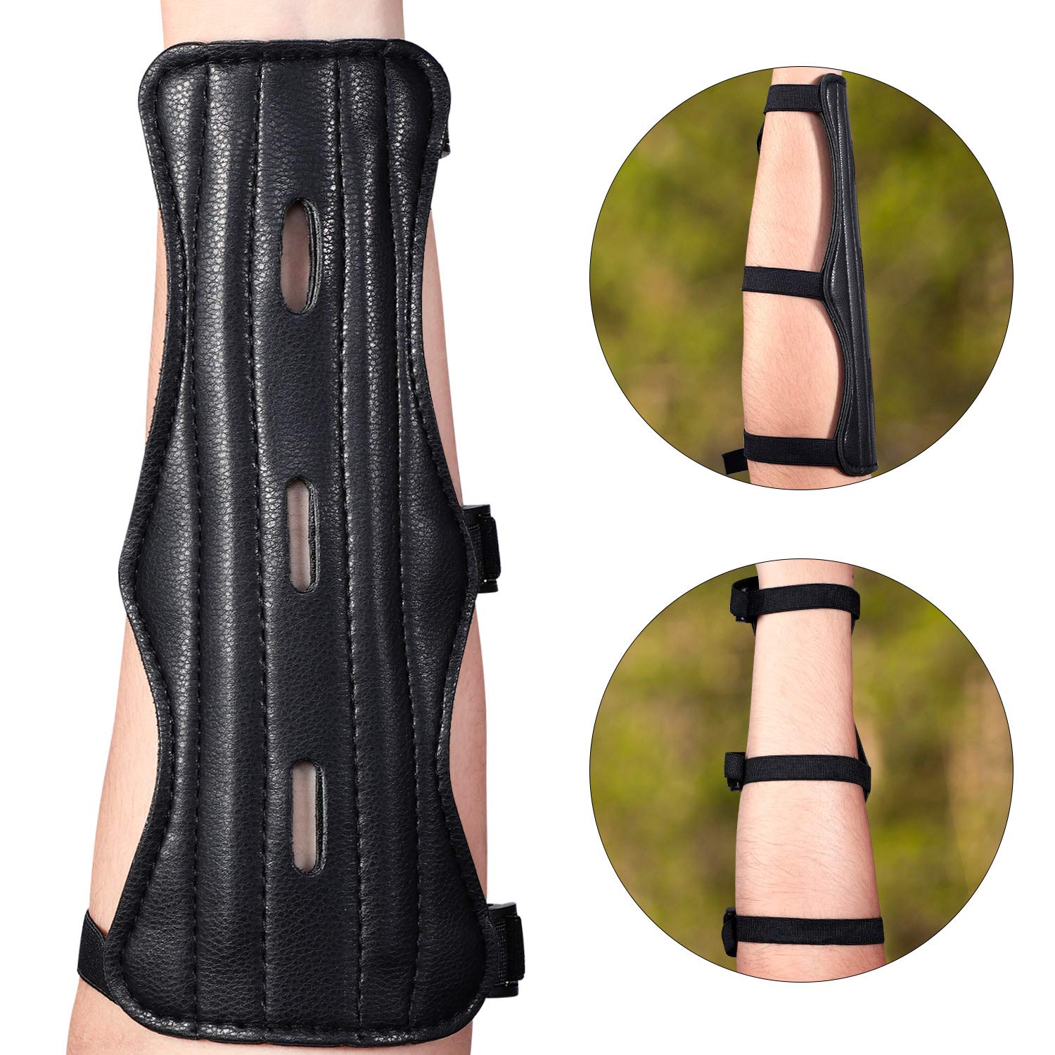 4 Pack Archery Arm Guard Leather Forearm Protector Adjustable Bow Arm Protector Armguard for Hunting
