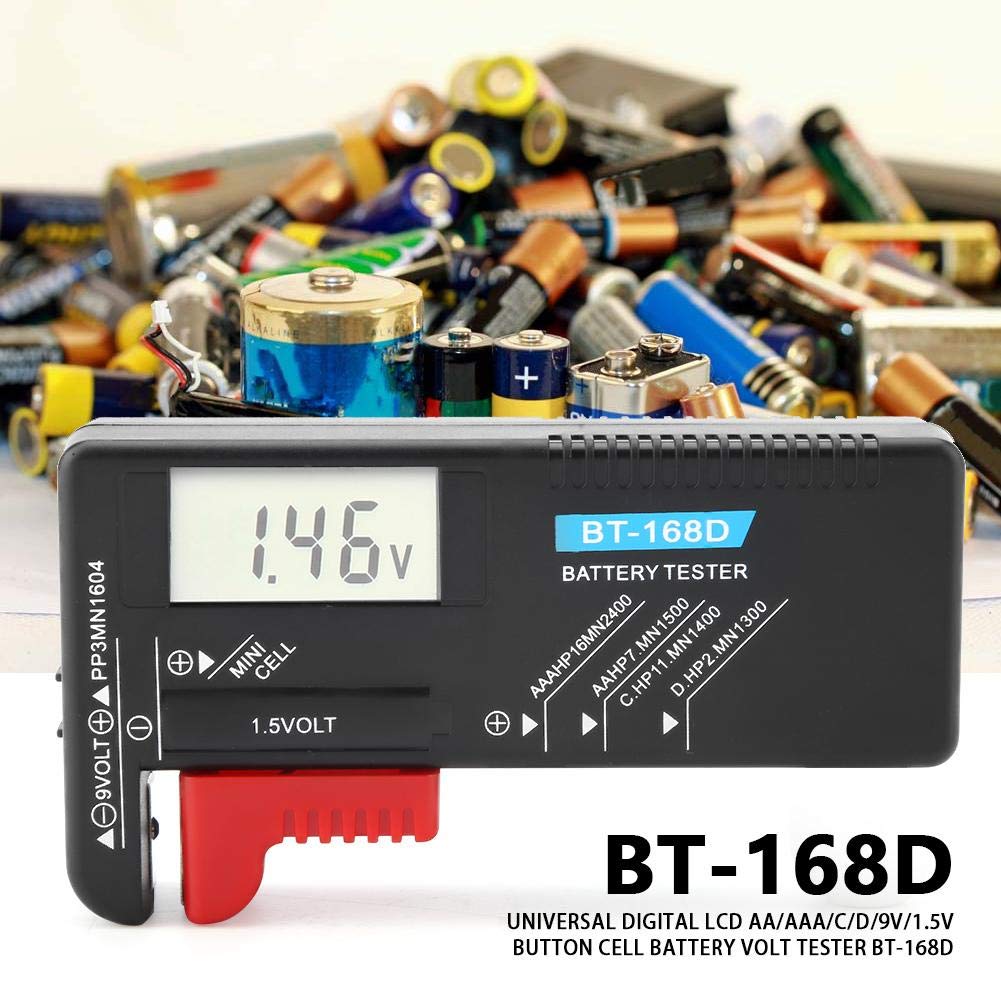 AA/AAA/C/D/9V/1.5V Battery Tester,BT-168D Button Cell Universal Digital LCD Battery Voltage Tester to Test All Different Kinds of Batteries to Test The Capacity of Battery