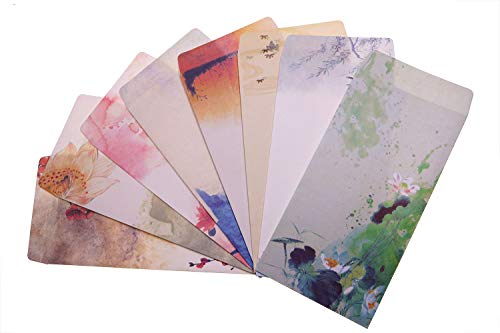 Penta Angel 32 Pcs Vintage Stationery Paper Romantic Love Letter Writing Paper Old Style Poetry Note Card Blank with 16 Cute Retro Envelopes, Stationery Paper and Envelops Set (8 styles)