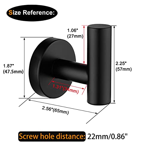 Nolimas Towel Coat Hook Matte Black SUS304 Stainless Steel Bathroom Clothes Cabinet Closet Sponges Robe Hook Wall Mounted Round Kitchen Heavy Duty Door Hanger 1 Pack