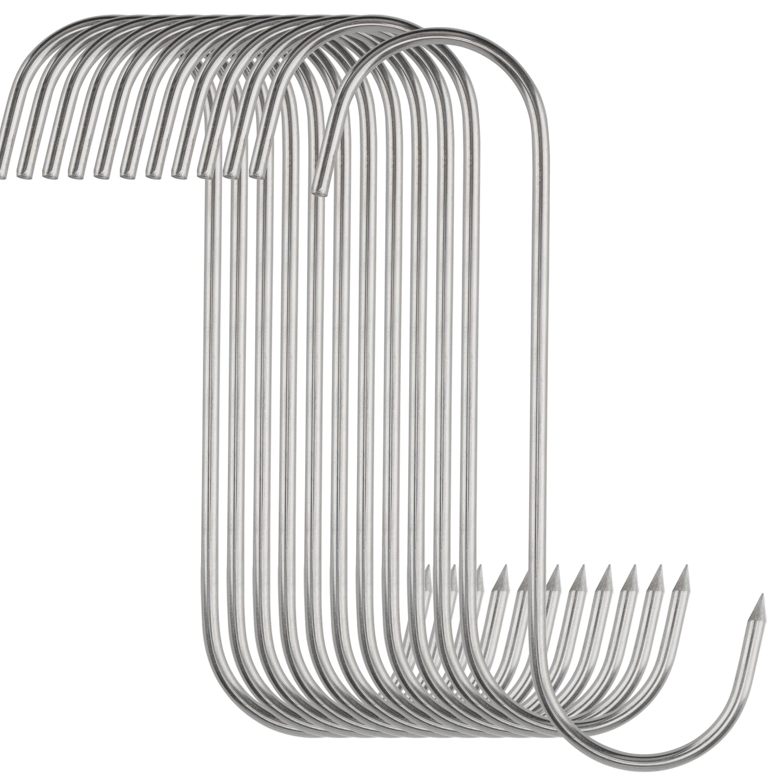 MAHIONG 40 PCS 6.3 Inch Meat Hooks, Stainless Steel S-Shaped Butcher Hook Smoking Hook Meat Processing for Hanging, Drying, BBQ, Chicken, Ribs