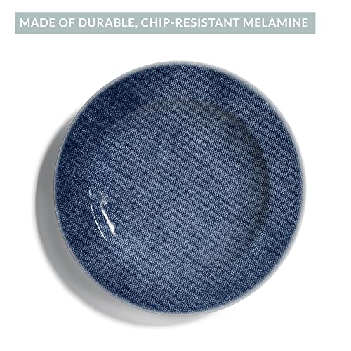 Barnyard Designs 12-piece Melamine Dinnerware Set, Durable Chip-Resistant Dishware for Indoor/Outdoor Use, Farmhouse Dishes, Service for 4, Denim Blue, (Dinner Plate: 11β, Salad Plate: 8.5β, Bowl: 7β)