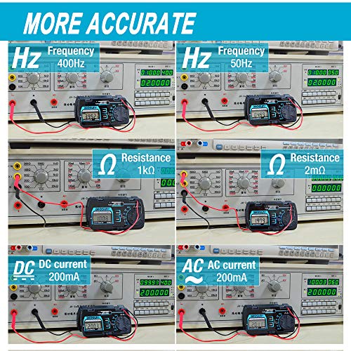 ALLOSUN Digital Multimeter Pocket Size DC AC Voltage Current Tester NCV Ohm Capacitance Frequency Diode and Continuity Test Auto Range (EM3085A (Upgraded))