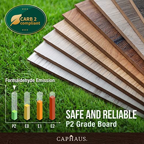 CAPHAUS 3 Pieces Dining Table Set for 4 w/Benches, Rectangular Dining Room Set, Modern Wood Bench Dining Room Table Set, Metal Frame Space-Saving Dining Set, Dining Table w/Two Benches, Brown Oak