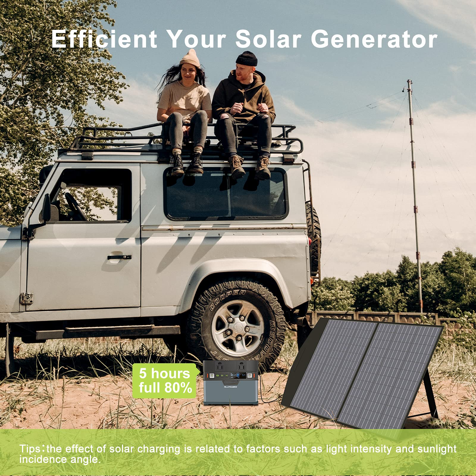 ALLPOWERS Mini Portable Power Station 700W, 606Wh/110V/164000mAh Backup Battery Power Supply with Portable Solar Panel 100W, Foldable Solar Panel Charger for Home Use Camping Emergency
