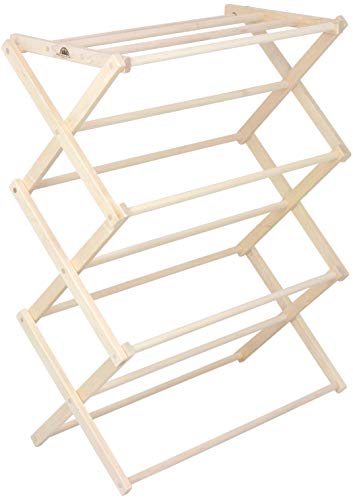 Pennsylvania Woodworks Premium American Maple Clothes Drying Rack - Handcrafted in Pennsylvania - Solid Wood Construction, Collapsible, Eco-Friendly Laundry Solution (Medium)